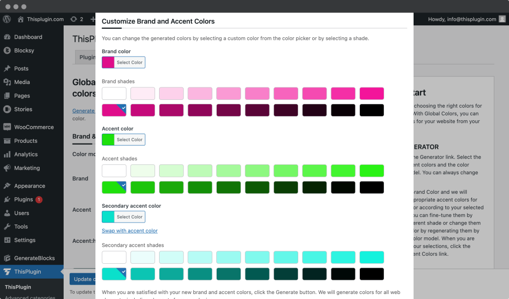 ThisPlugin manager – Global colors – ThisPlugin.com